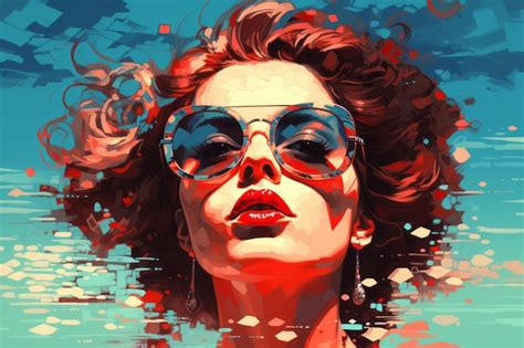 Premium Ai Image Sizzling Summertime Chic Sunglasses Ravishing Red