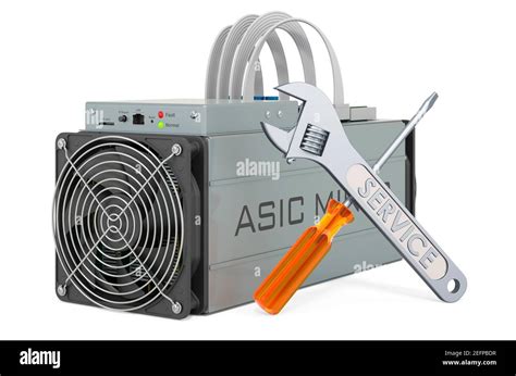 Service And Repair Of Asic For Bitcoin Miner 3d Rendering Isolated On