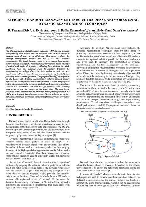 Pdf Efficient Handoff Management In 5g Ultra Dense Networks Using Dynamic Beamforming Techniques