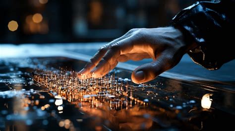 premium ai image hands of robot and human touching on big data network connection background