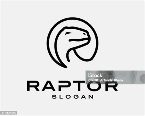 랩터 공룡 벨로시 랩터 티라노사우루스 라인 아트 라벨 스탬프 배지 휘장 벡터 디자인 일러스트 레이 션 로고에 대한 스톡 벡터