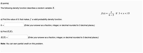 solved 6 points the following density function describes a