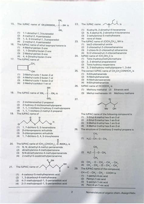 SOLUTION Chemistry Iupac Nomenclature Assignment Studypool