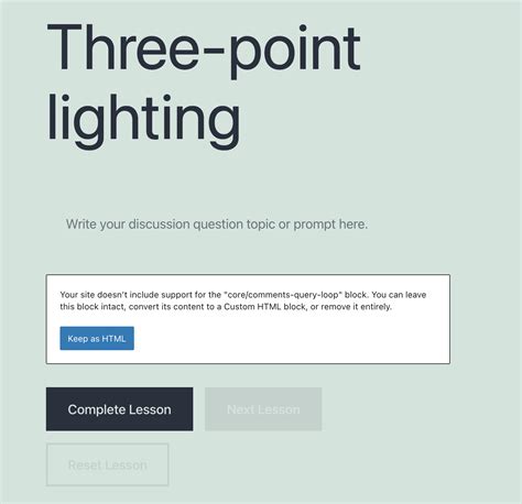 `corecomments Query Loop` Block Not Working In Discussion Question Lesson Pattern With Wp 58