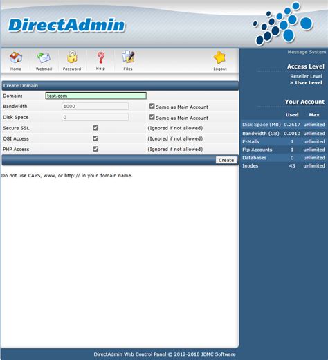 How To Add New Existing Domain In Directadmin Enhanced Skin Ipserverone