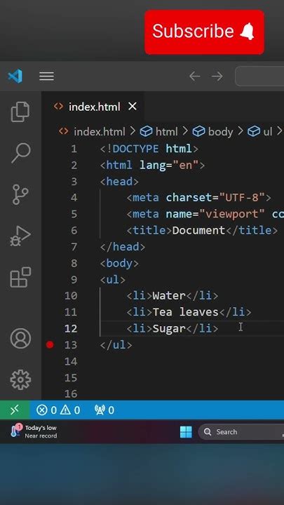 Making Unordered Lists In Html Free Course Html In Vs Code Part 13