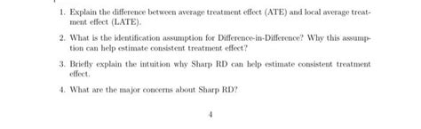 Solved 1 Explain The Difference Between Average Treatment