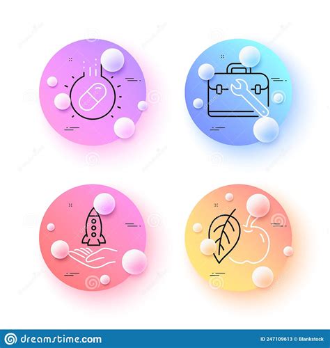 Apple Capsule Pill And Tool Case Minimal Line Icons For Web Application Printing Vector