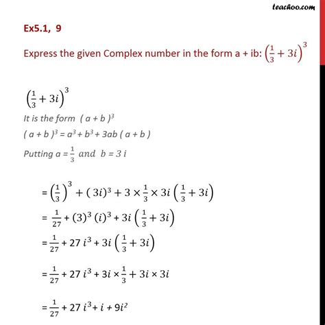 Ex 4 1 9 Express In A Ib 1 3 3i 3 Complex Numbers