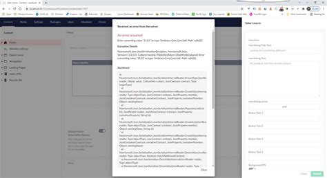 Newtonsoftjsonjsonserializationexception With Macro Multiple Content Picker Parameter In