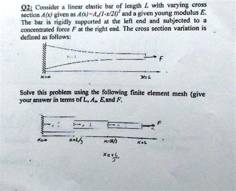Q2 Consider A Linear Elastic Bar Of Length L With Varying Cross Section A X Given As A X A0 1