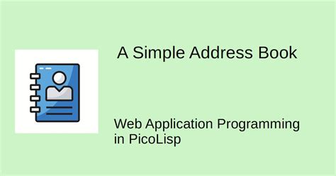 Web App Example A Simple Address Book