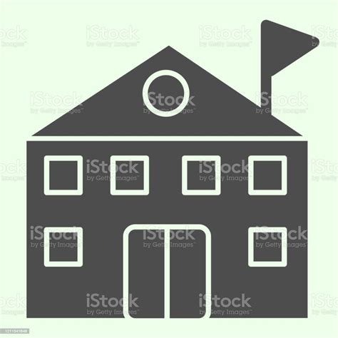 학교 건물 단단한 아이콘입니다 흰색 배경에 상단 문말 스타일의 그림에 플래그와 높은 교육 기관 모바일 개념 및 웹 디자인에 대한 지식 및 학습 표지판 벡터 그래픽 건설