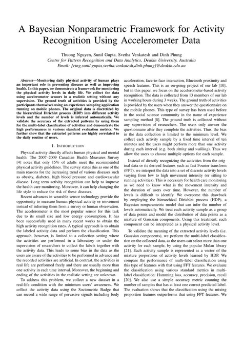 Pdf A Bayesian Nonparametric Framework For Activity Recognition Using Accelerometer Data