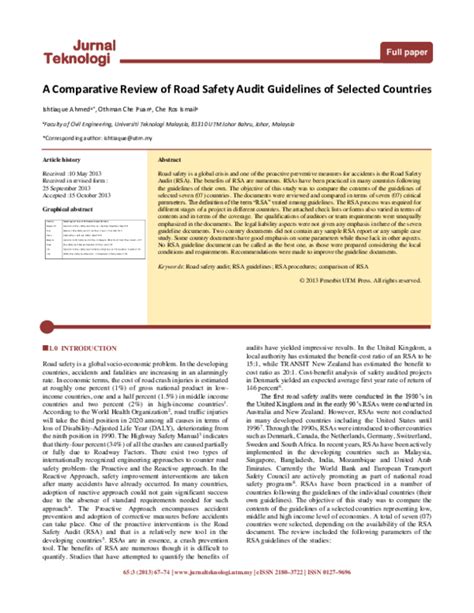Pdf A Comparative Review Of Road Safety Audit Guidelines Of Selected