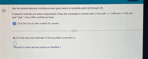 solved use the sample data and confidence level given below