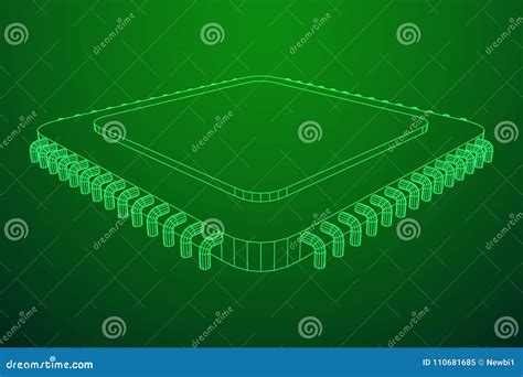 Vector CPU Wireframe Stock Vector Illustration Of Memory