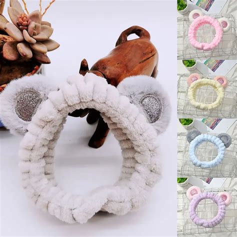 워시 페이스 헤어 홀더 헤어 밴드 스팽글 베어 귀 샤워 헤드 랩 메이크업 워시 페이스 헤드 밴드 여성 소녀 터번 헤어 액세서리여성 헤어 액세서리 Aliexpress