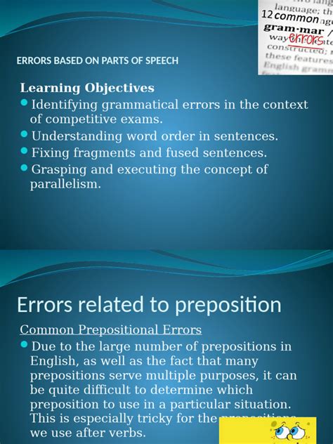 Errors On Prepostion Conjunction Interjection Pdf Preposition And Postposition