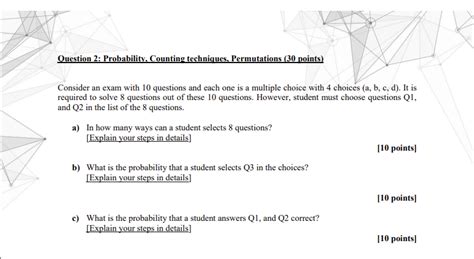Solved Question Probability Counting Techniques Chegg