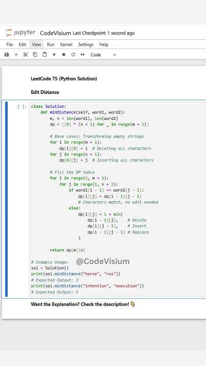 Edit Distance With Dp In Python Minimum Operations To Transform Strings Leetcode75 Dp