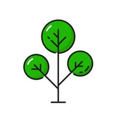 Green Leaf Outline Linear Icons Tree Plant Leaves Vector Image