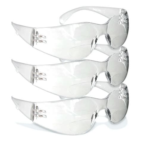 Rugged Blue Plastic Reader Safety Glasses Clear 15 Diopter 3 Pk