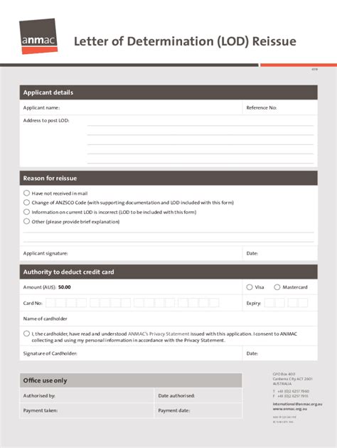 Fillable Online Letter Of Determination Lod Reissue Form Use This Form To Apply For And Lod