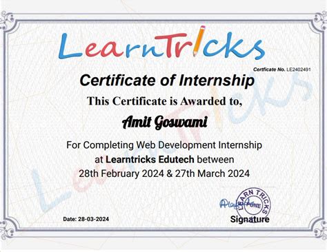 amit goswami on linkedin webdevelopment internship learntricks techskills careergrowth