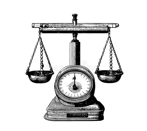 Scales Old Retro Hand Drawn In Engraving Stock Illustration