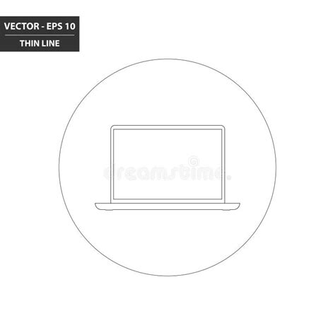 Laptop Pc Thin Line Flat Icon Stock Vector Illustration Of Connection Eps10 105812575