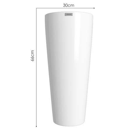 Vaso Alto Branco Alto Brilho Em Fibra De Vidro 66cm Decore Fácil Shop
