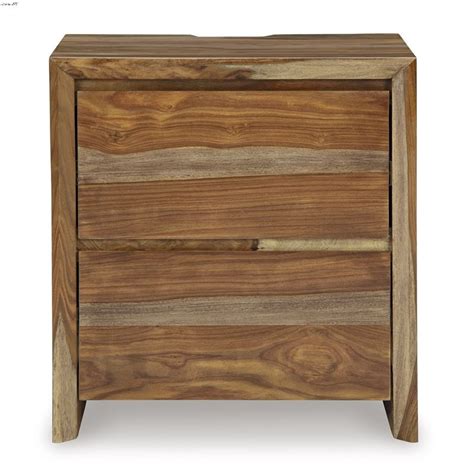 Dressonni Sheesham Brown 2 Drawer Nightstand B790 92 By Ashley