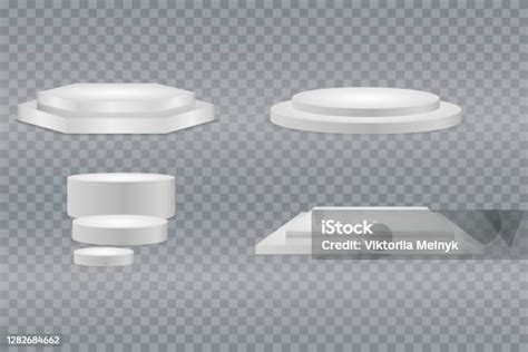 광장과 둥근 연단의 Dollection 연단 장면 또는 3d 라운드 기둥 스탠드 장면과 스튜디오에서 우승자 받침대 3차원 형태에 대한 스톡 벡터 아트 및 기타 이미지