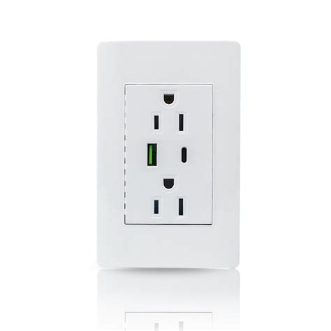 Wall Mounted Us Receptacle Socket With Dual Type C USB USB Outlet Type A C And USB Fast Charger
