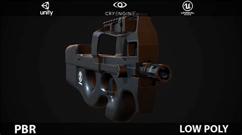 P90 Triple A Low Poly Pbr Modelo 3d 79 Blend 3ds Fbx Obj Free3d