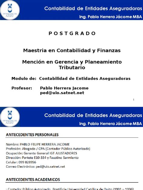 Contabilidad De Seguros Presentación1 Pdf Póliza De Seguros Reaseguro