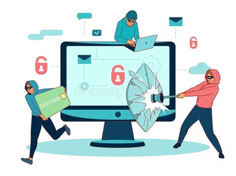 Hackers Group Hacking Computer Masked Men Smash Cybersecurity Criminals And Thieves Steal
