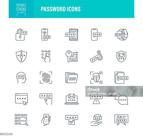Password Icons Editable Stroke Stock Illustration Download Image Now