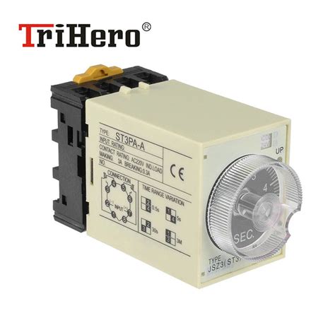 St3p Electronic Time Relay Multi Range Timer Power On Time Delay Relay With Base Socket Timer