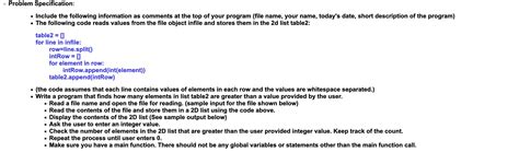 Solved Include The Following Information As Comments At