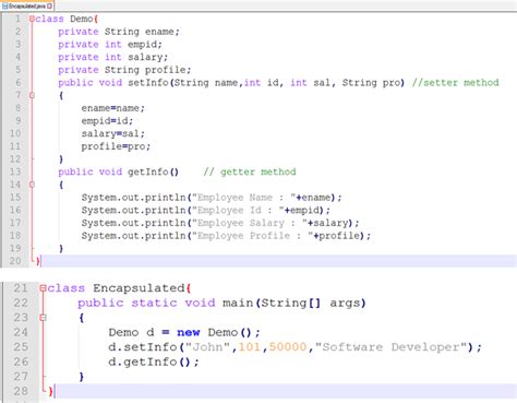 Encapsulation In Java Example