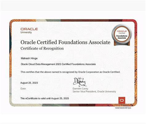 mahesh hinge on linkedin successfully completed oracle cloud data