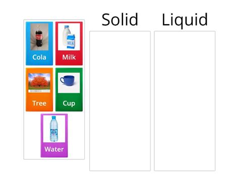 Solid And Liquid Categorize
