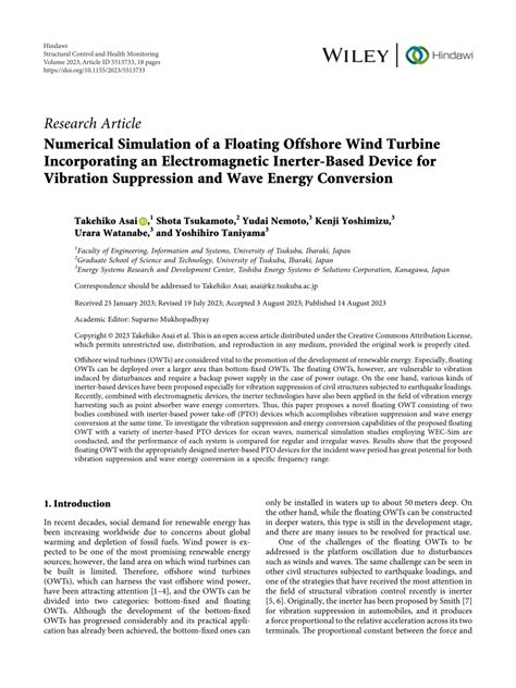 PDF Numerical Simulation Of A Floating Offshore Wind Turbine