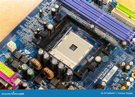 Cpu Processor Installed On Socket Of Computer Motherboard Royalty Free