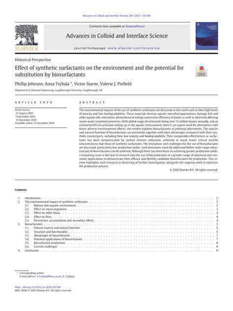 Effect Of Synthetic Surfactants On The Environment And The Potential
