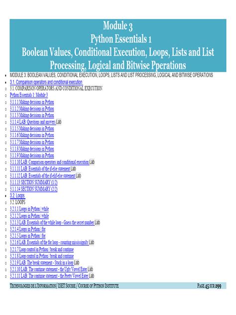 Cours Pythonessentials Py Institutemodule3 Pdf Control Flow Python Programming Language