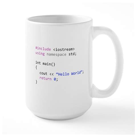Hello World First Program In Computer Science 15 Oz Ceramic Large Mug Hello World First