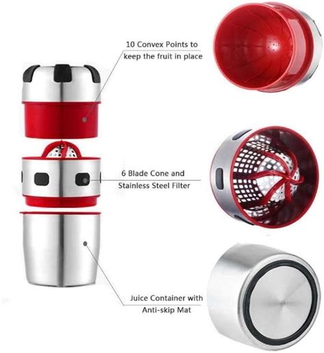 Amazon｜citrus Juicer Lukasaステンレススチル手動ジュサポタブル蓋のオレンジ、レモン、ポンカン、グレプフル